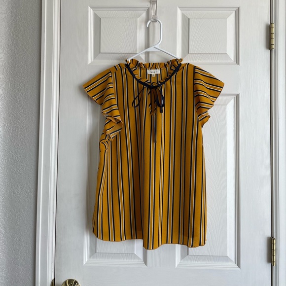 Tops | Yellow And Blue Flowy Shirt | Poshmark